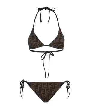 Fendi Reversible Striped Bikini Set - Brown