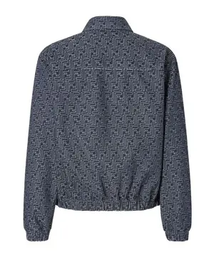Fendi Ff Jacquard Collared Zip-up Bomber Jacket - Blue