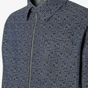Fendi Ff Jacquard Collared Zip-up Bomber Jacket - Blue