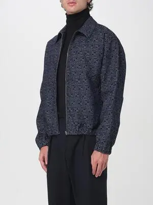 Fendi Ff Jacquard Collared Zip-up Bomber Jacket - Blue