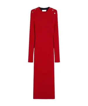 Sportmax Garibo Ribbed Knit Midi Dress With Button Detail