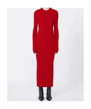 Sportmax Garibo Ribbed Knit Midi Dress With Button Detail