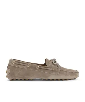TOD'S Suede Lace-up Shoes With Gommini Sole And Bow Detailing - Gray