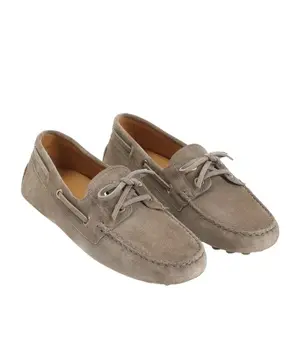 TOD'S Suede Lace-up Shoes With Gommini Sole And Bow Detailing - Gray