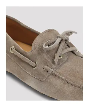 TOD'S Suede Lace-up Shoes With Gommini Sole And Bow Detailing - Gray
