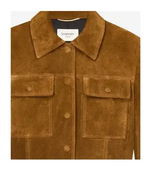 Saint Laurent Belted Suede Jacket - Brown