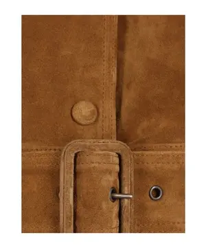 Saint Laurent Belted Suede Jacket - Brown