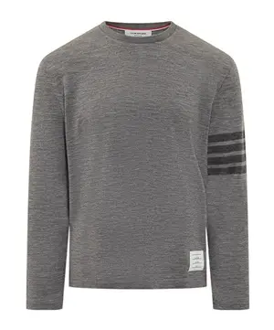 Thom Browne 4-bar Long Sleeved T-shirt - Grey