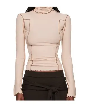BASERANGE Turtleneck Sweater With Ruffled Neckline And Cuffs
