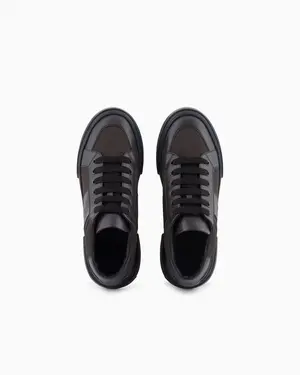 Giorgio Armani Logo Embossed Lace-up Sneakers - Brown