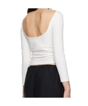 ST. AGNI Long Sleeve Boat Neck T-shirt - White