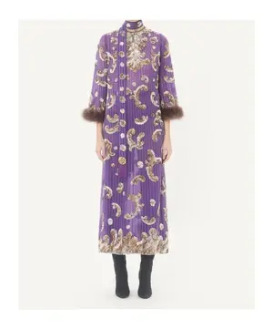 Valentino Garavani Embellished Chiffon Dress With Feathers