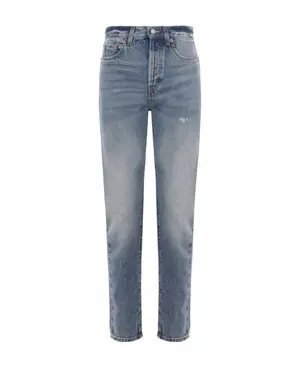 Saint Laurent Mid-rise Slim Fit Jeans With Distressed Finish - Blue