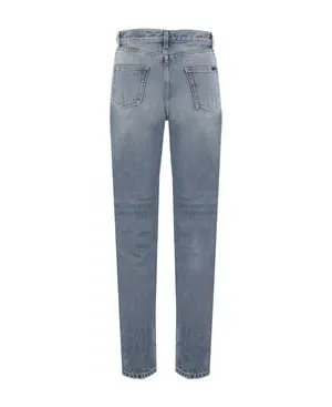 Saint Laurent Mid-rise Slim Fit Jeans With Distressed Finish - Blue