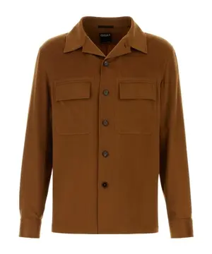 Zegna Long Sleeved Buttoned Overshirt - Brown