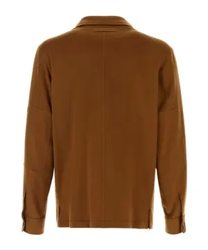 Zegna Long Sleeved Buttoned Overshirt - Brown