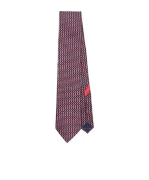 FERRAGAMO Geometric Chain Pattern Neck Tie - Multicolor