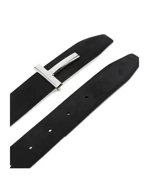TOM FORD T-buckle Suede Belt - Black