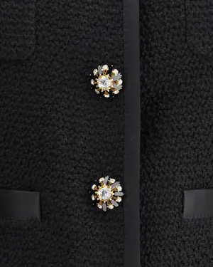 Dolce & Gabbana Textured Crewneck Jacket With Embellished Buttons