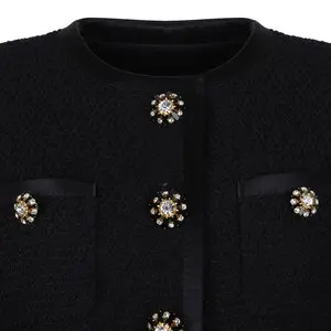 Dolce & Gabbana Textured Crewneck Jacket With Embellished Buttons