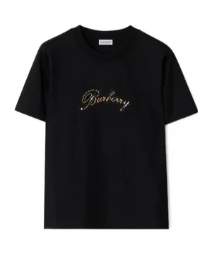 Burberry Check Cursive Logo T-shirt - Black