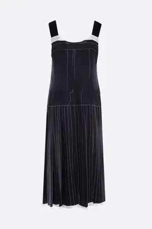 Prada Logo Printed Unlined Midi Dress - Black