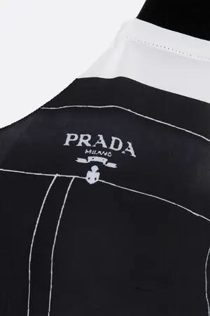 Prada Logo Printed Unlined Midi Dress - Black