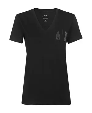 Armani Exchange V-neck Short-sleeve T-shirt With Embellished Logo