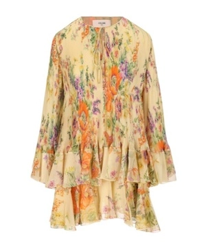 Celine Mini Pleated Dress In Silk Georgette - No