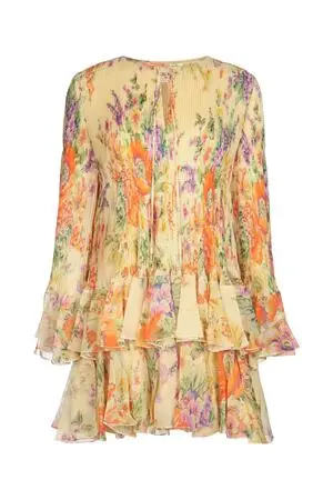 Celine Mini Pleated Dress In Silk Georgette