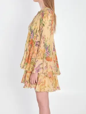 Celine Mini Pleated Dress In Silk Georgette