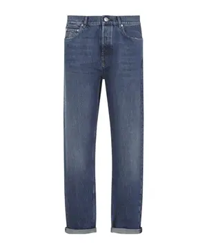 Brunello Cucinelli Logo Patch Mid-rise Jeans - Blue