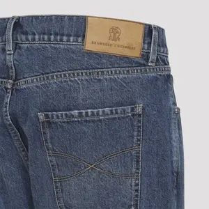 Brunello Cucinelli Logo Patch Mid-rise Jeans - Blue