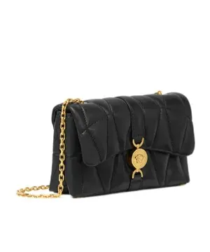 Versace Quilted Mini Crossbody Bag - Black/gold
