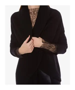Alberta Ferretti Ribbed Shawl-collar Cardigan - Black