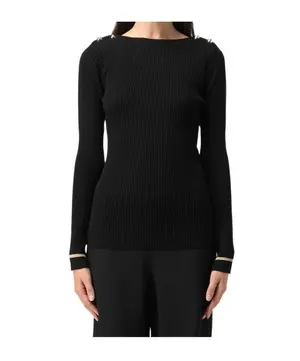 Max Mara Ribbed Long-sleeve Sweater With Gold-tone Button Details