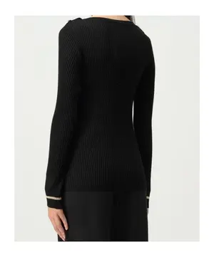 Max Mara Ribbed Long-sleeve Sweater With Gold-tone Button Details