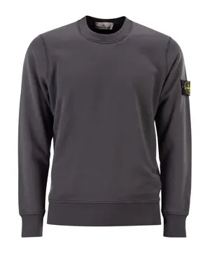 Stone Island Logo Patch Crewneck Sweatshirt - Black