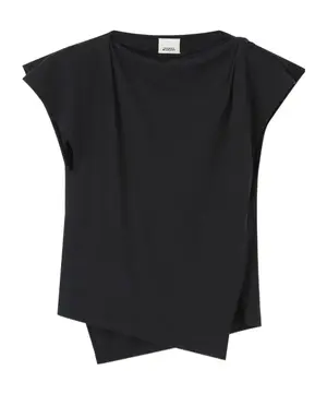 Isabel Marant Étoile Asymmetrical Short-sleeved T-shirt With Logo - Black