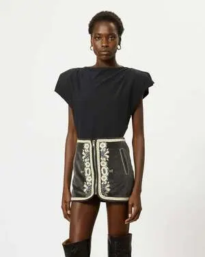 Isabel Marant Étoile Asymmetrical Short-sleeved T-shirt With Logo - Black
