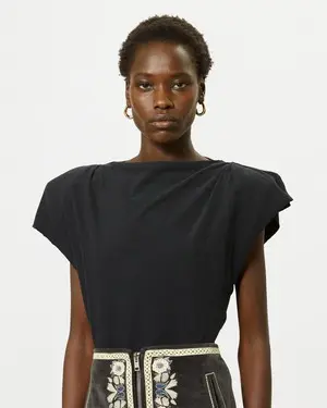 Isabel Marant Étoile Asymmetrical Short-sleeved T-shirt With Logo - Black
