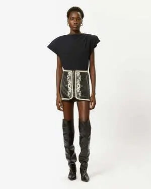 Isabel Marant Étoile Asymmetrical Short-sleeved T-shirt With Logo - Black