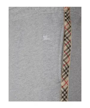 Burberry Wide-leg Checked Band Drawstring Trousers - Light Gray Blend
