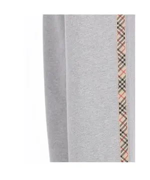 Burberry Wide-leg Checked Band Drawstring Trousers - Light Gray Blend