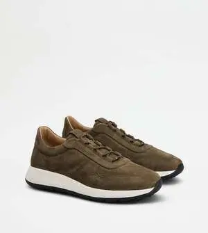 TOD'S Suede Sneakers With Elastic Drawstring - Green