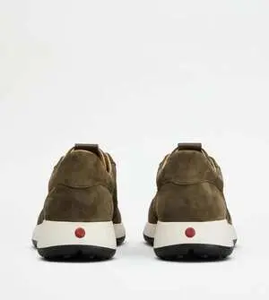 TOD'S Suede Sneakers With Elastic Drawstring - Green