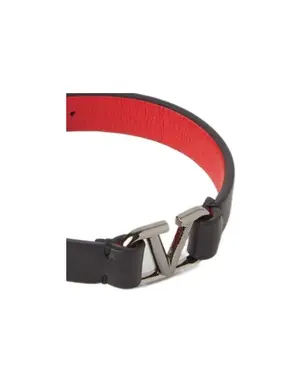 Valentino Garavani Vlogo Signature Leather Bracelet - Black