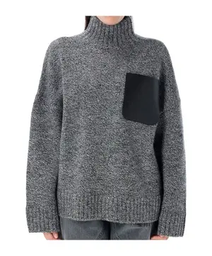 J.W.ANDERSON High-neck Leather-patch Sweater