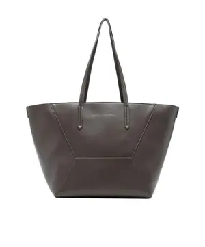 Brunello Cucinelli Small Calfskin Tote Bag With Monili - Black