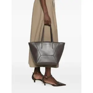 Brunello Cucinelli Small Calfskin Tote Bag With Monili - Black